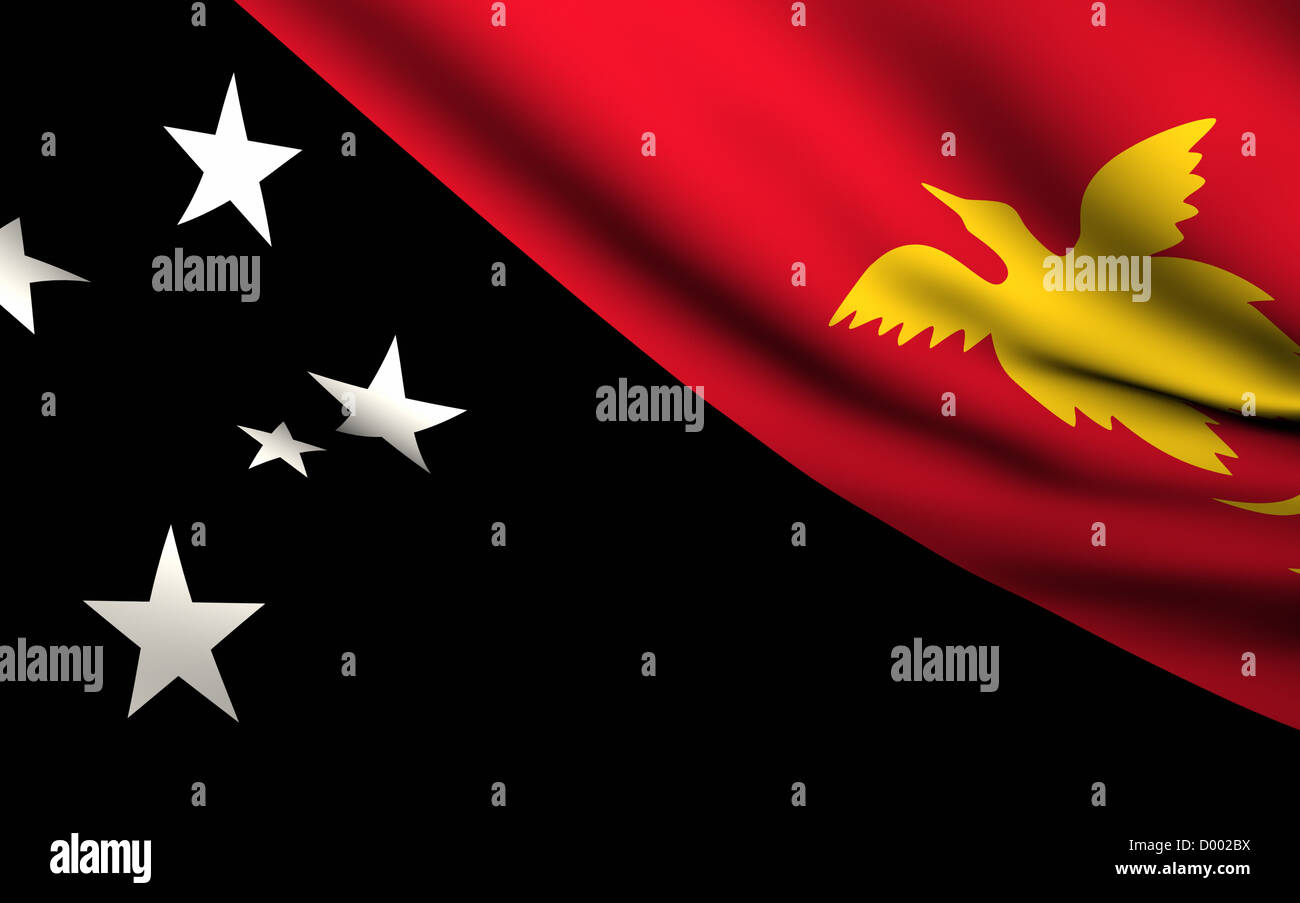 Flying Flag of Papua New Guinea . All Countries Collection Stock Photo ...