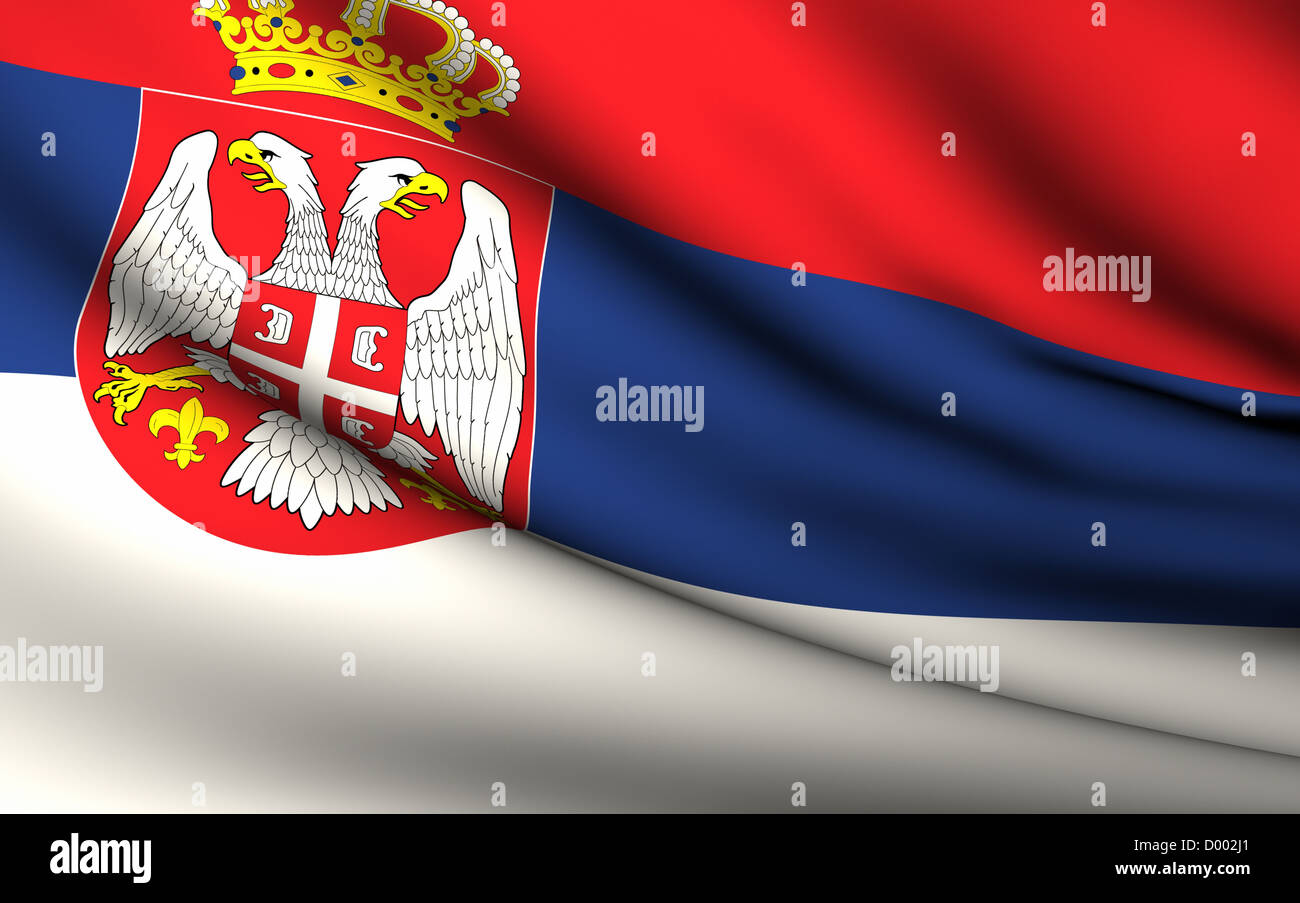 Flying Flag of Serbia . All Countries Collection Stock Photo - Alamy