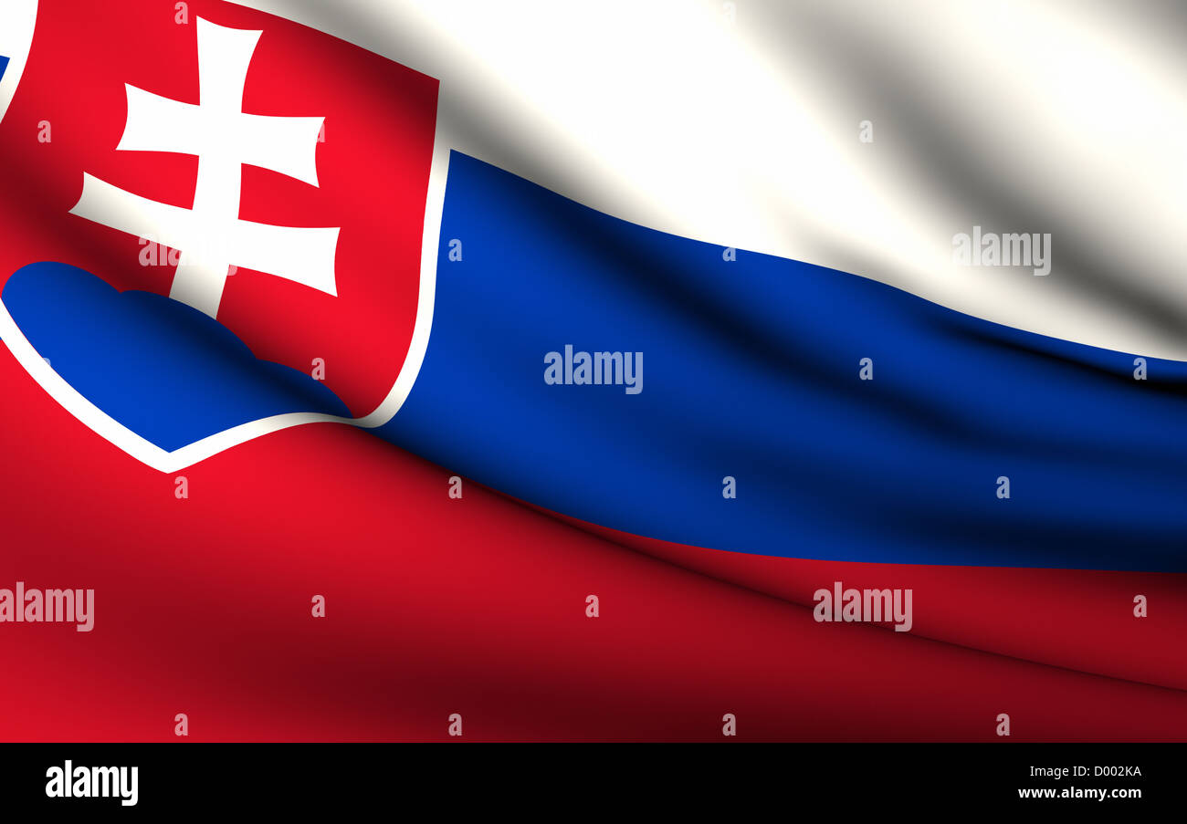 Flying Flag of Slovakia . All Countries Collection Stock Photo - Alamy