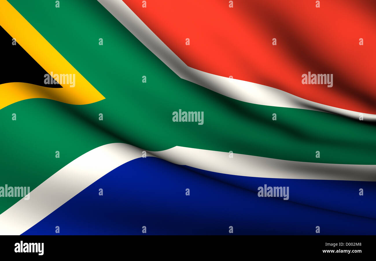 Flying Flag of South Africa . All Countries Collection Stock Photo - Alamy