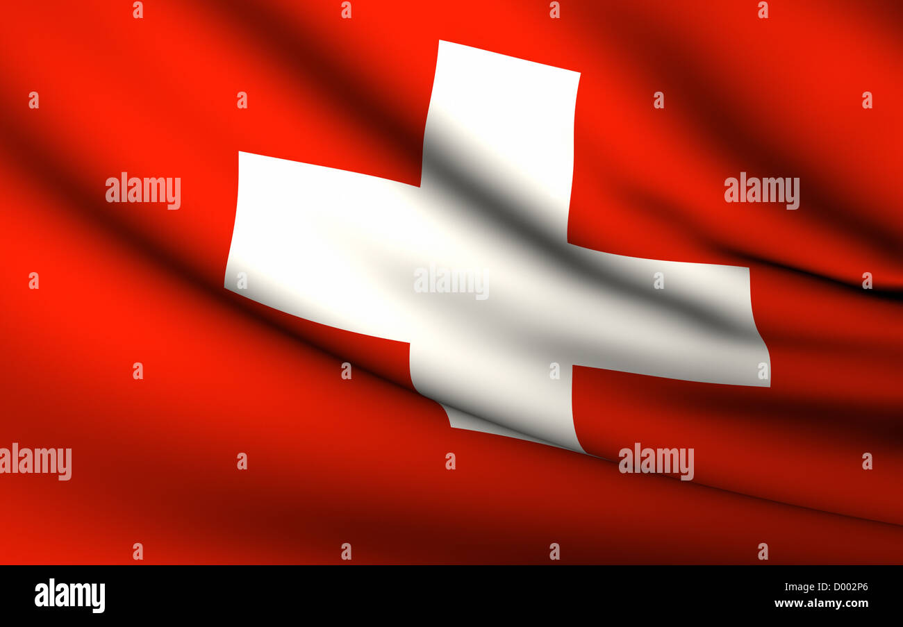 Flying Flag of Switzerland . All Countries Collection Stock Photo - Alamy