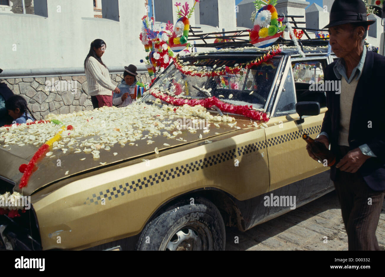 Car blessing ceremony car with bonnet covered with flower petals hi-res ...