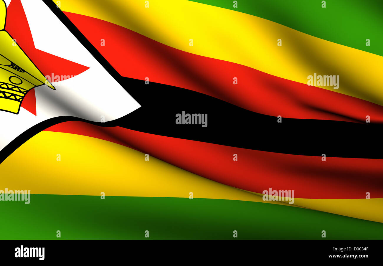 Flying Flag of Zimbabwe . All Countries Collection Stock Photo - Alamy