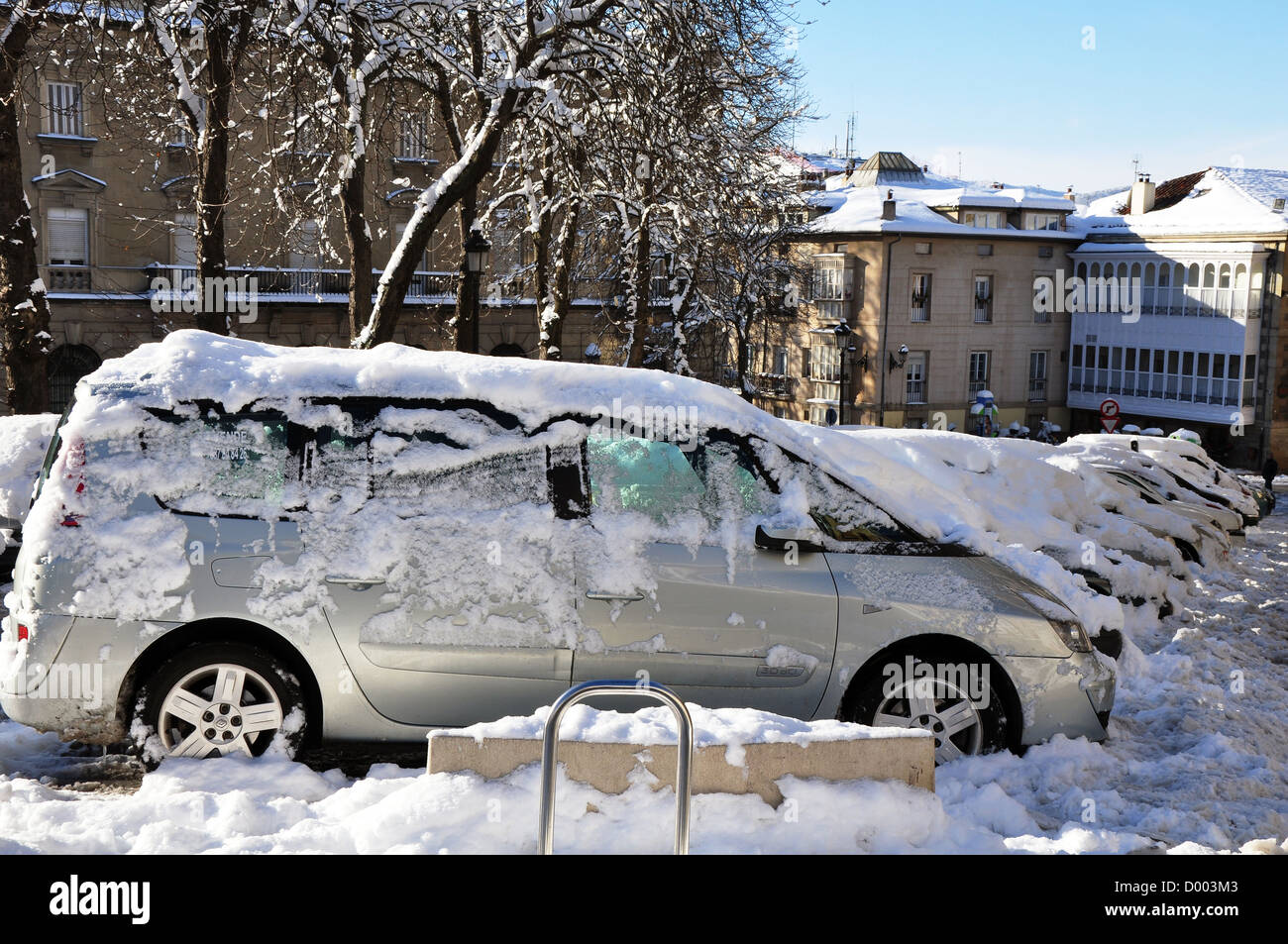 Snow covers the capital city of Basque Country, Spain Stock Photo - Alamy