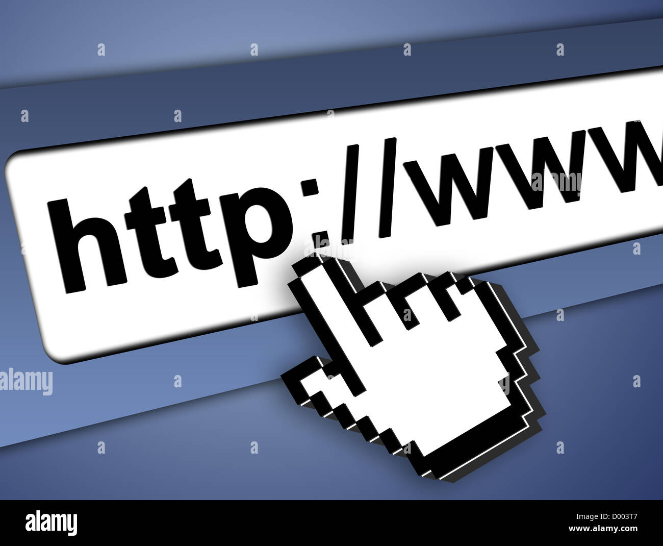 Graphic bar on computer with 3d mouse pointer , on blue background ...