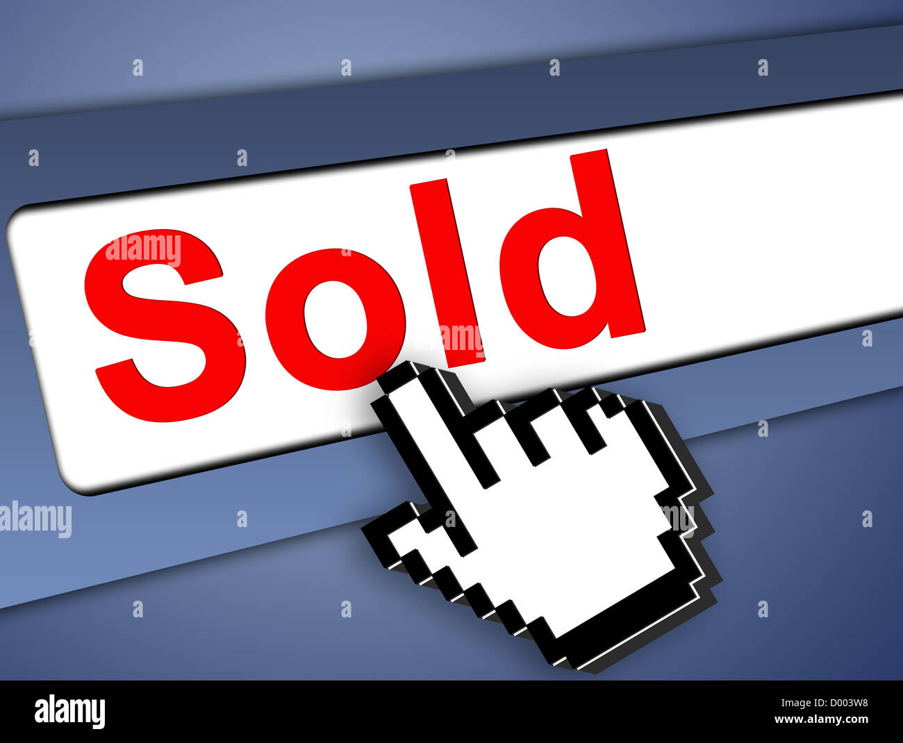 Sold Graphic bar with mouse pointer , on blue background Stock Photo ...