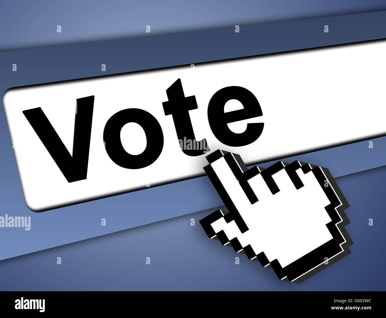 Vote Graphic bar with mouse pointer , on blue background Stock Photo ...