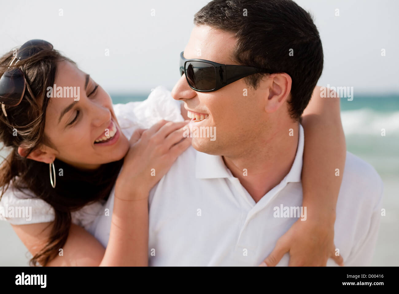 love couple look each other and smile, outdoor Stock Photo - Alamy