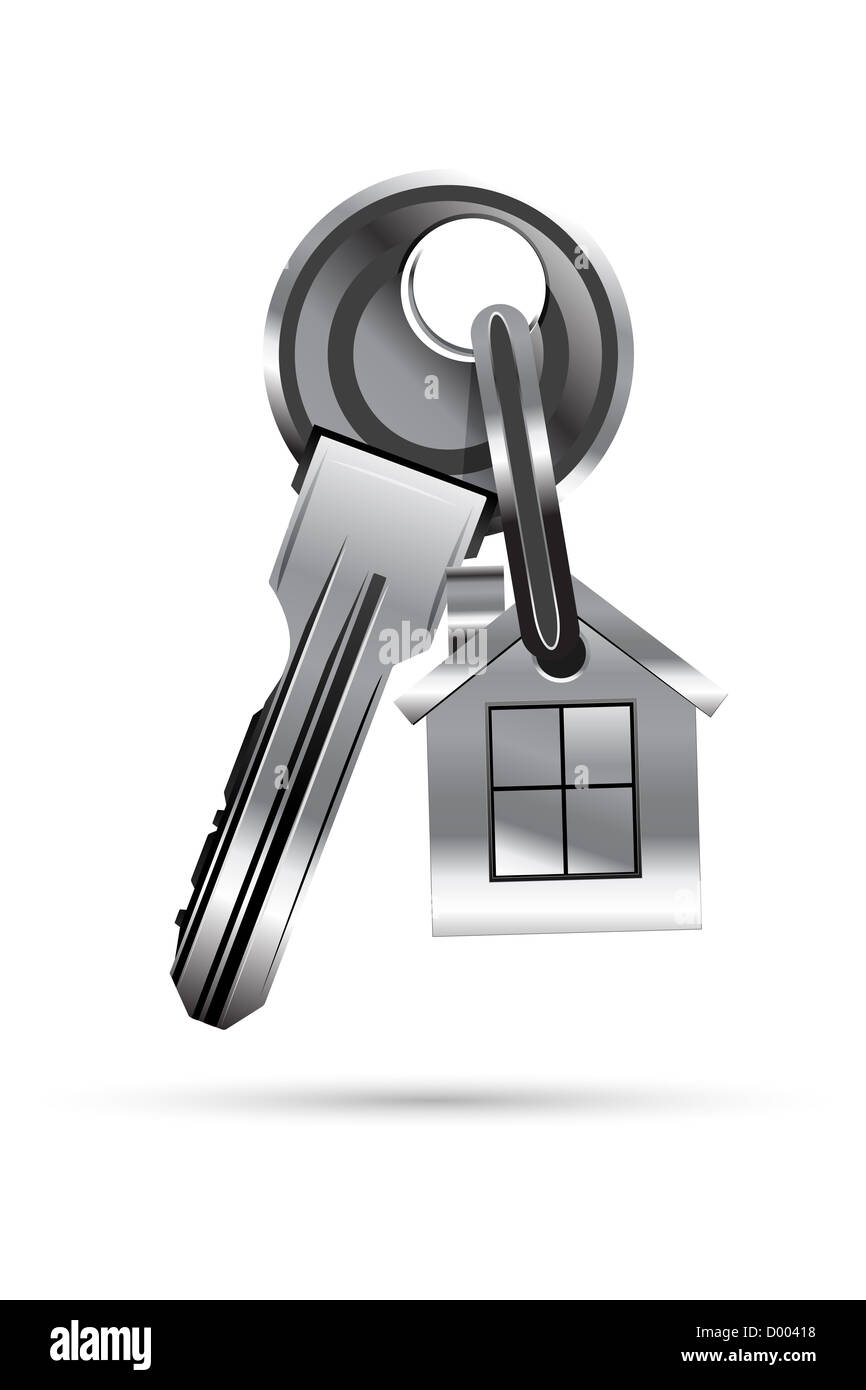 illustration of key with house on white background Stock Photo - Alamy