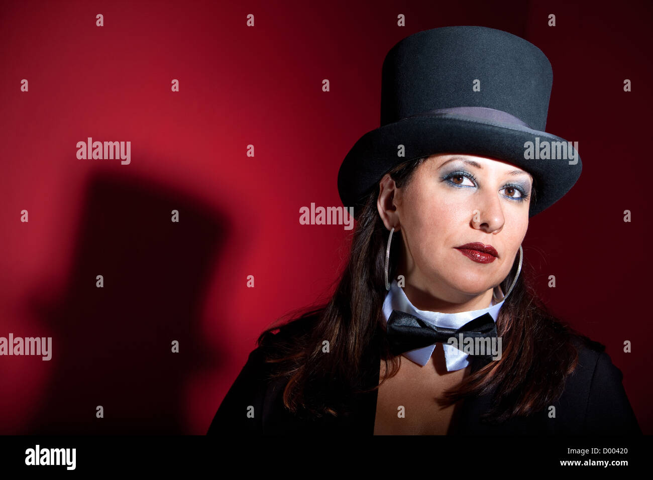 Woman dressed like a circus ringmaster Stock Photo - Alamy