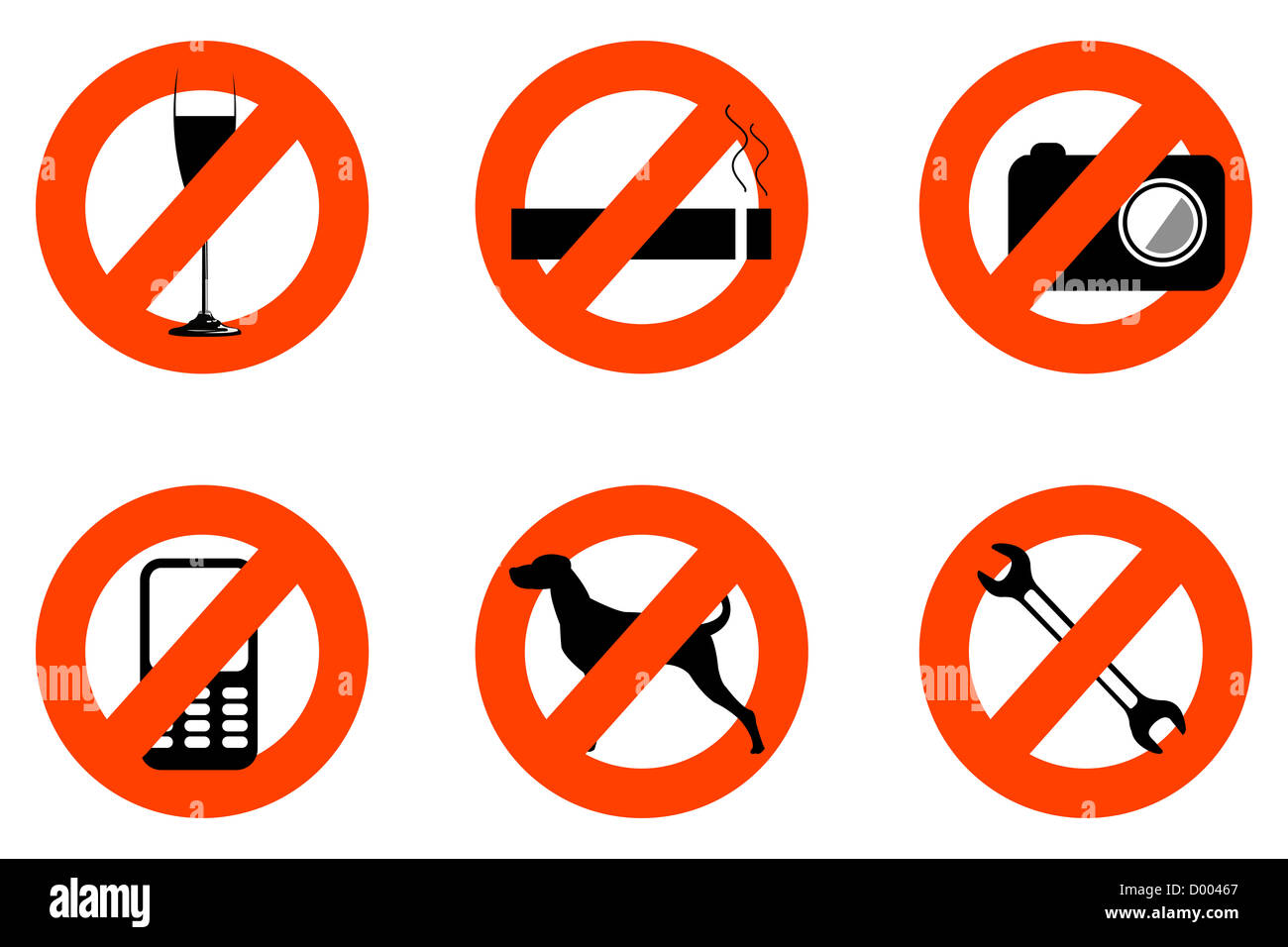 illustration of not allowed icons on white background Stock Photo - Alamy
