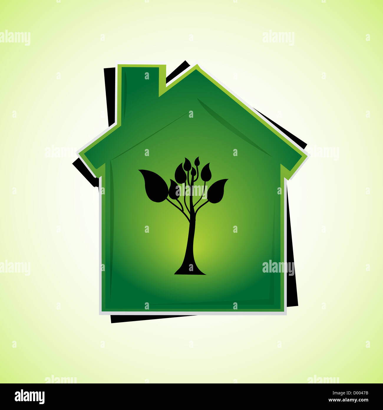 illustration of green home on white background Stock Photo - Alamy