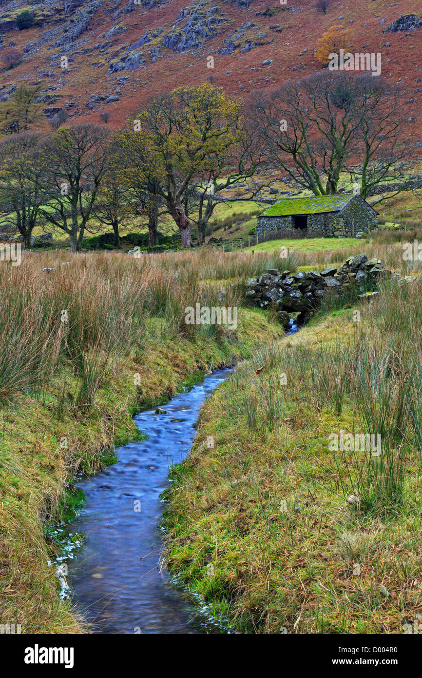 An old stone barn in Nook on the Wythburn Fells part of the Lake ...
