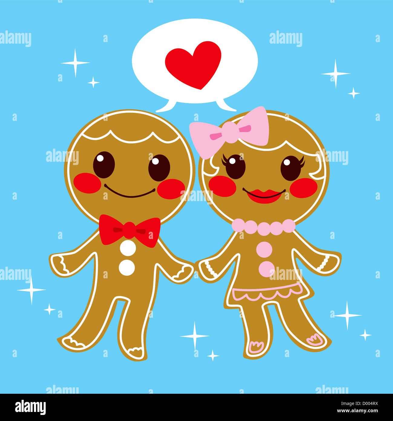 Sweet Gingerbread couple cookies in Christmas love Stock Photo - Alamy