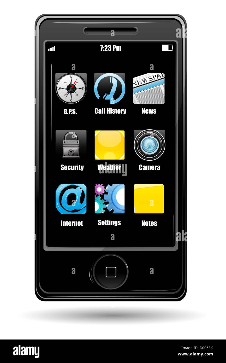 illustration of multimedia mobile on white background Stock Photo - Alamy