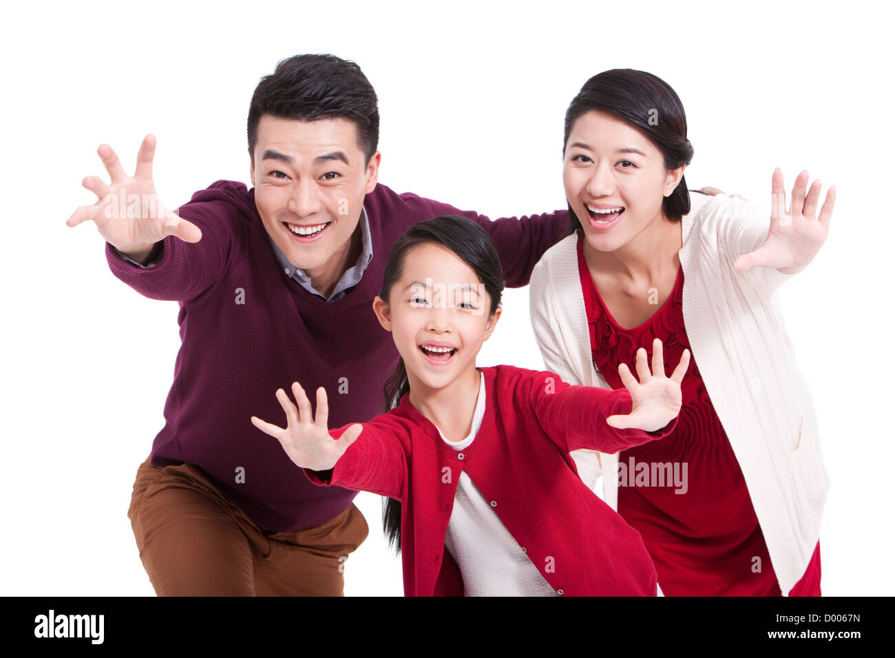 Happy family waving Stock Photo - Alamy