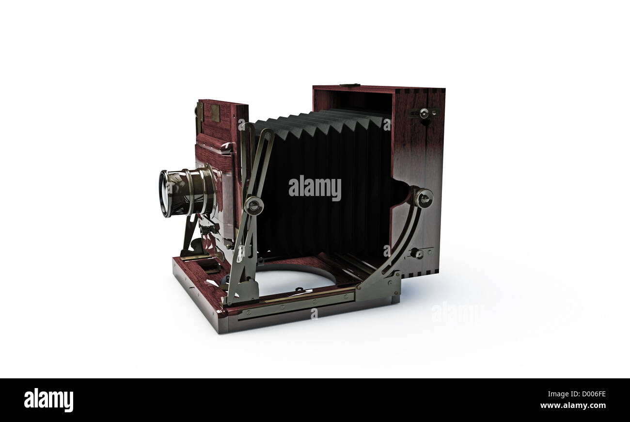 old wood frame photo camera isolated on white background Stock Photo ...