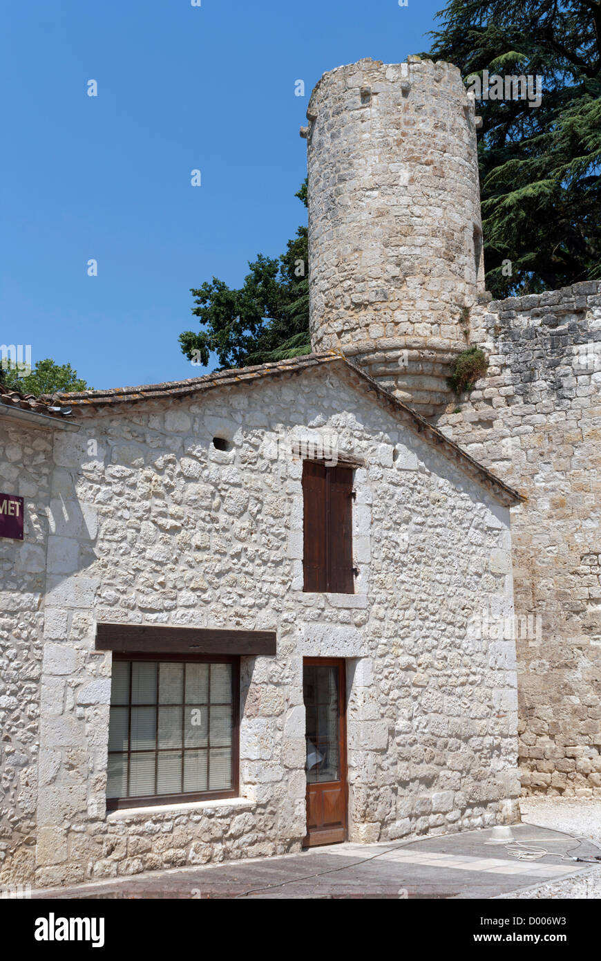 Traditional building in Eymet, a Bastide town in the Dordogne region of ...