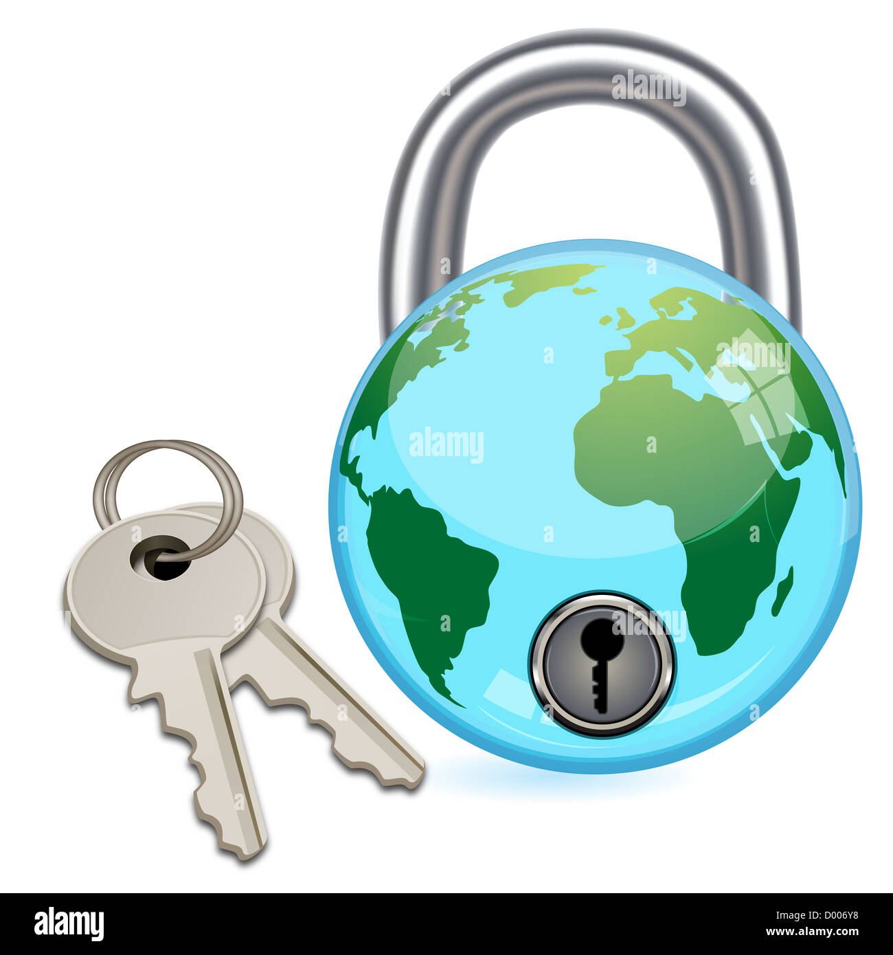 illustration of global lock with keys on white background Stock Photo ...