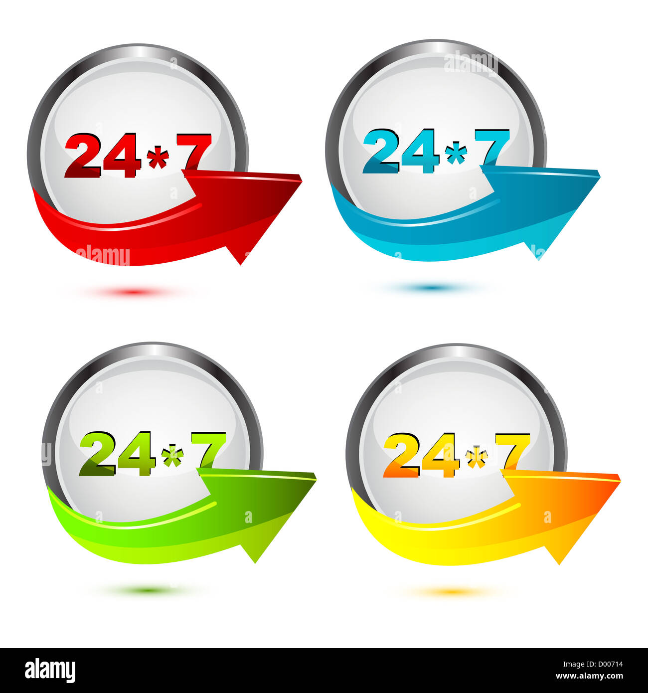 illustration of 24*7 icon on white background Stock Photo - Alamy