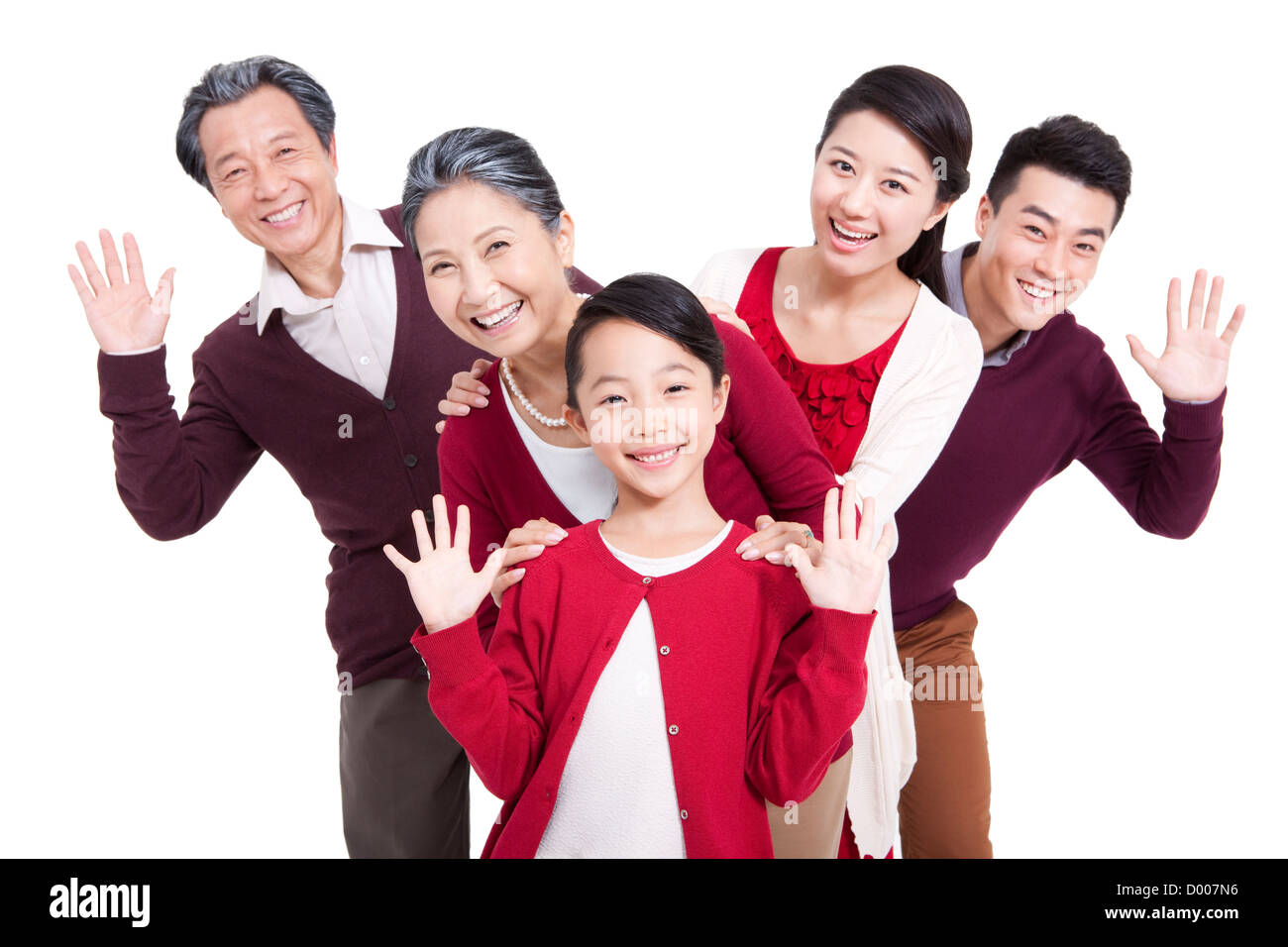 Happy family waving Stock Photo - Alamy