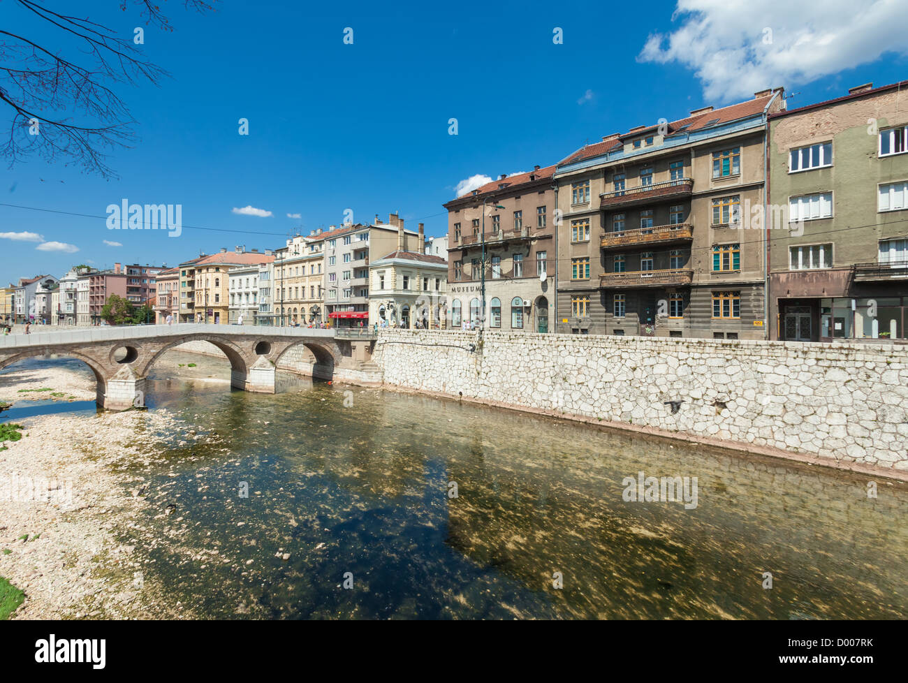 Bridge on Miljacka river in Sarajevo the capital city of Bosnia and ...