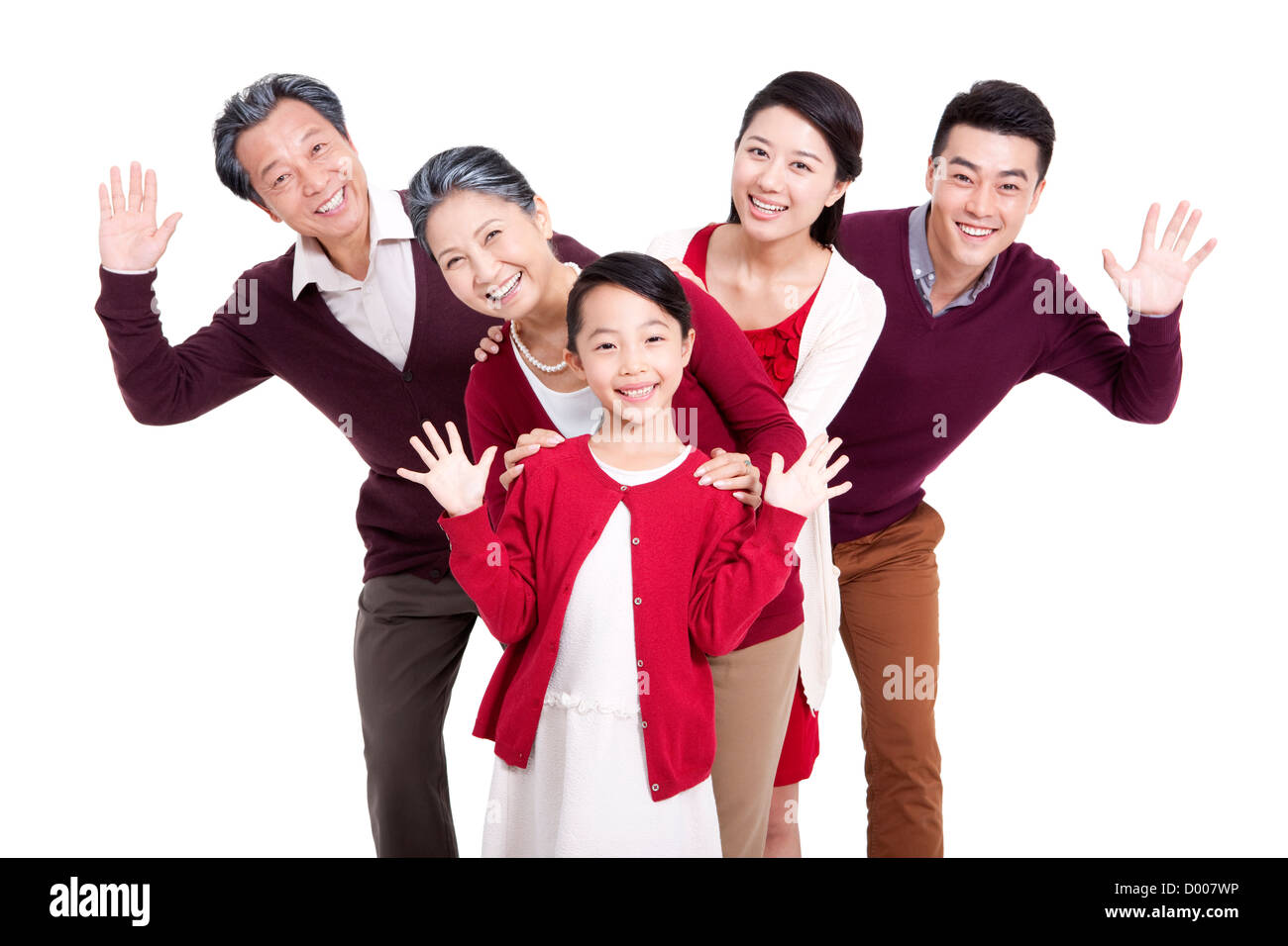 Happy family waving Stock Photo - Alamy