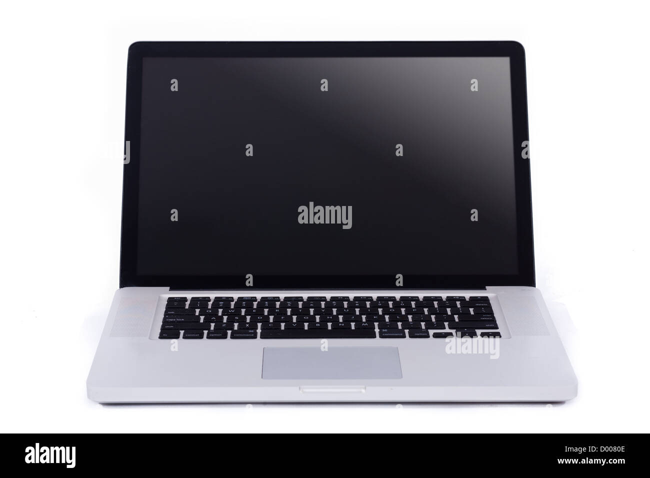 Opened laptop on isolated white background Stock Photo - Alamy