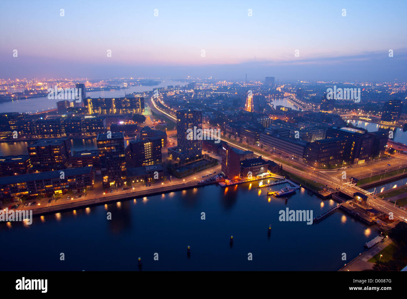 Harbor of Rotterdam at Night Stock Photo - Alamy