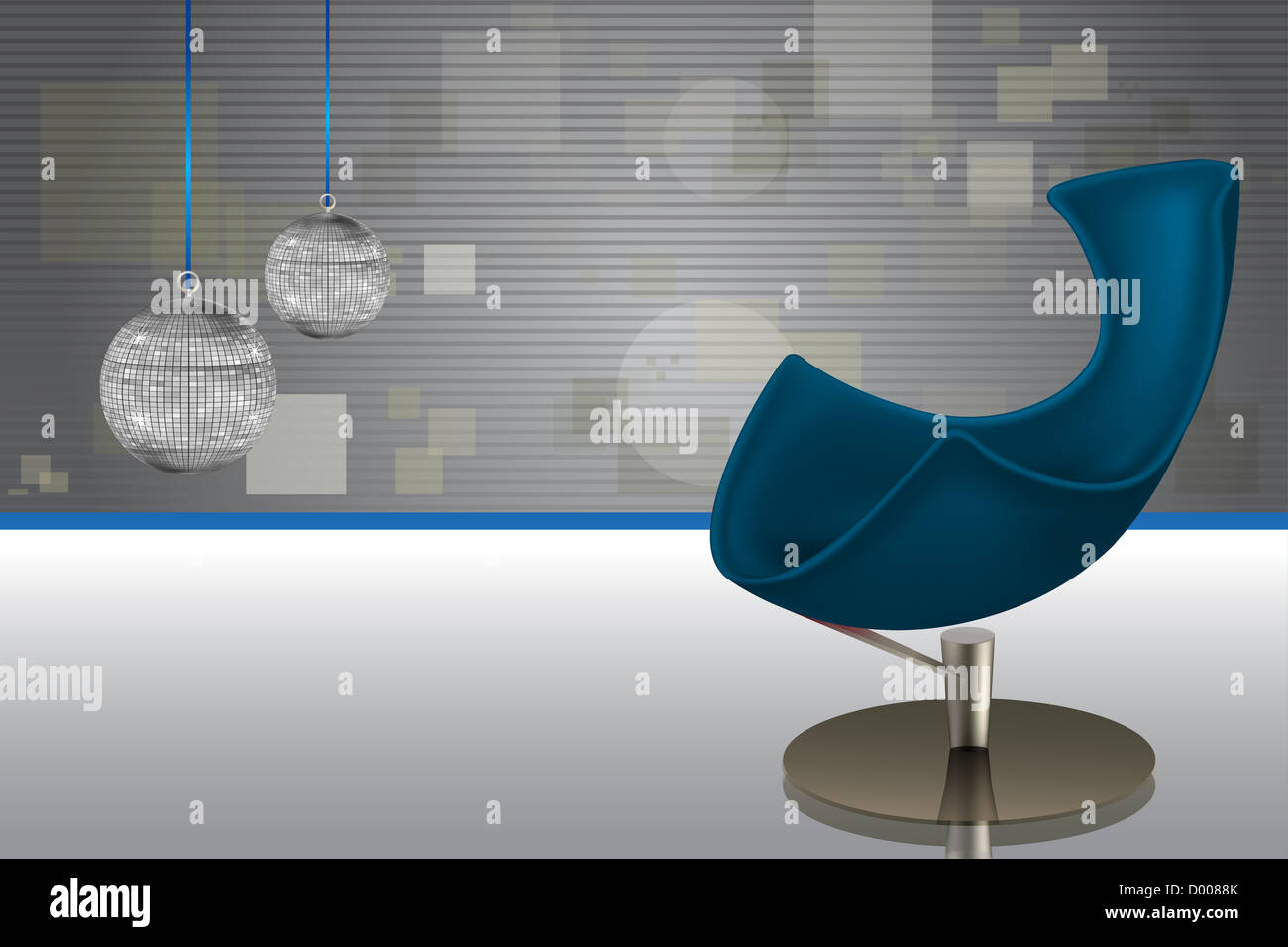illustration of modern chair with disco ball Stock Photo - Alamy