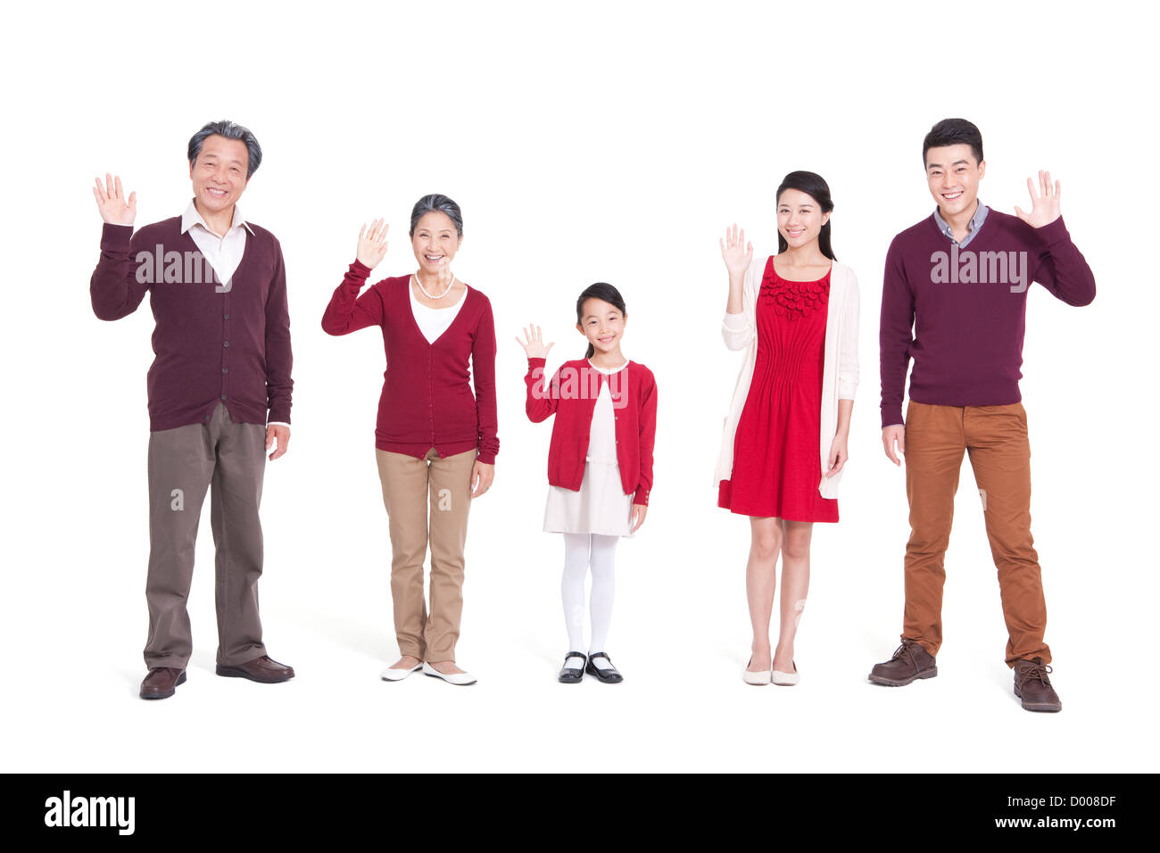 Happy family waving Stock Photo - Alamy