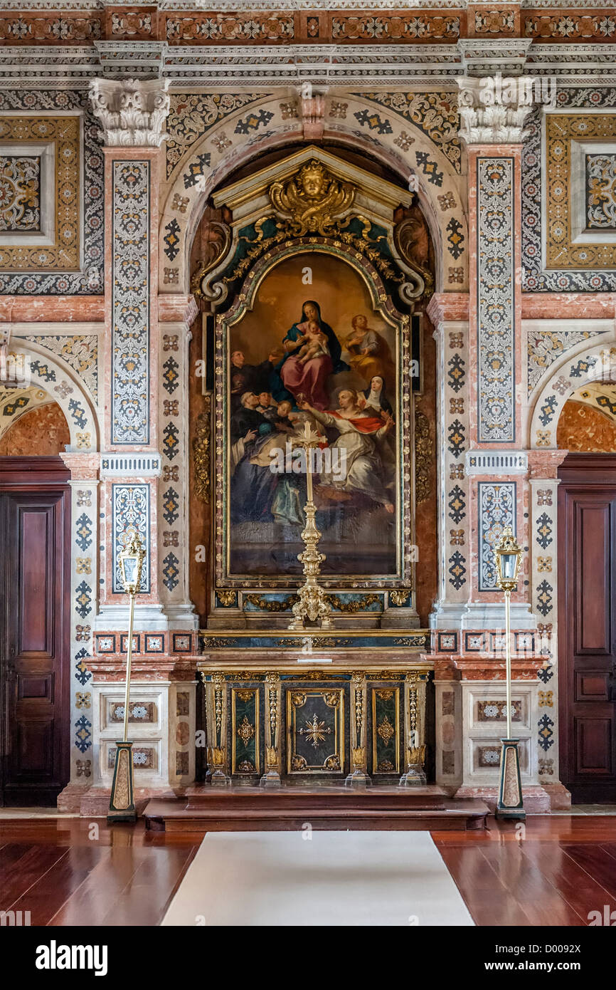 Altar of the Baroque Sacristy. Sao Vicente de Fora Monastery. Pink ...