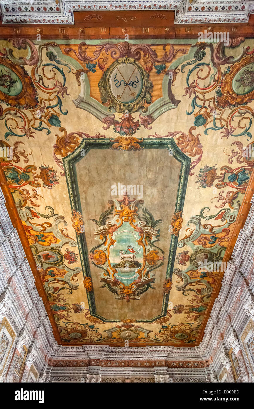Painted ceiling of the baroque Sacristy. Sao Vicente de Fora Monastery ...
