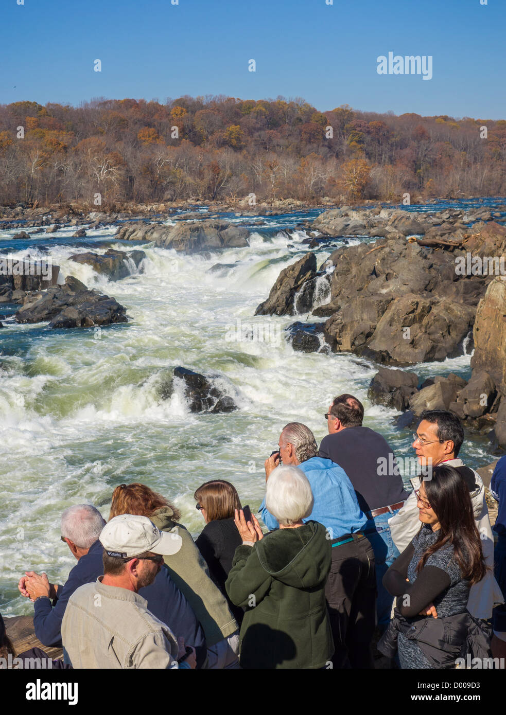 GREAT FALLS, MARYLAND, USA - People at Olmsted Island overlook view ...