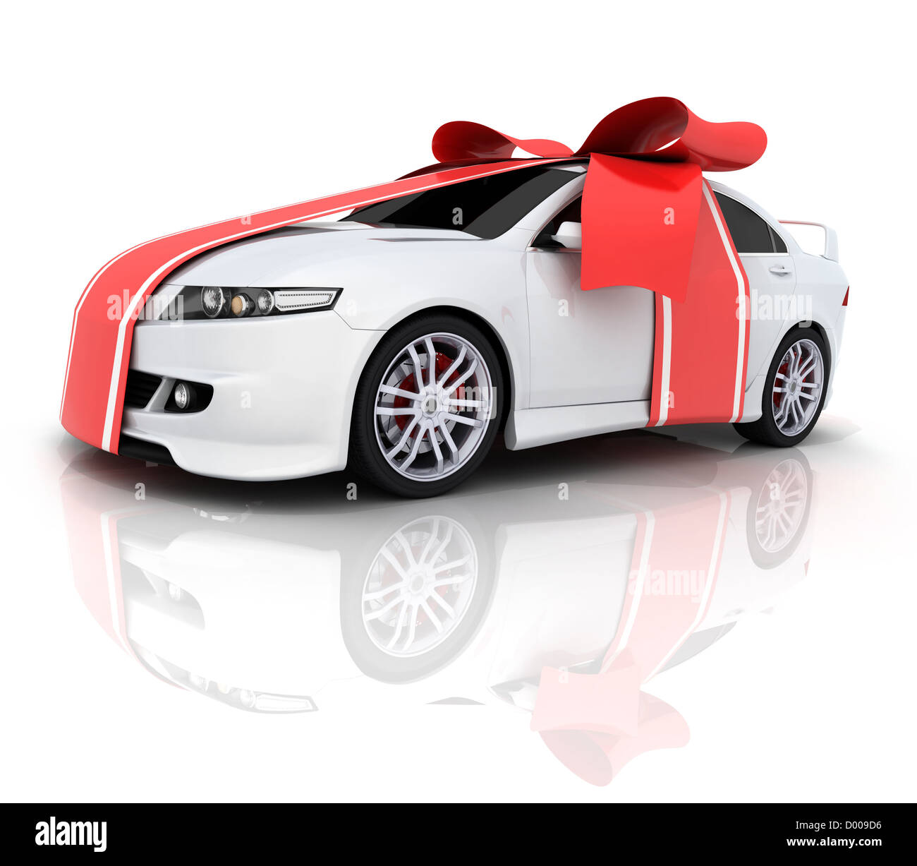Car and red ribbon (done in 3d Stock Photo - Alamy