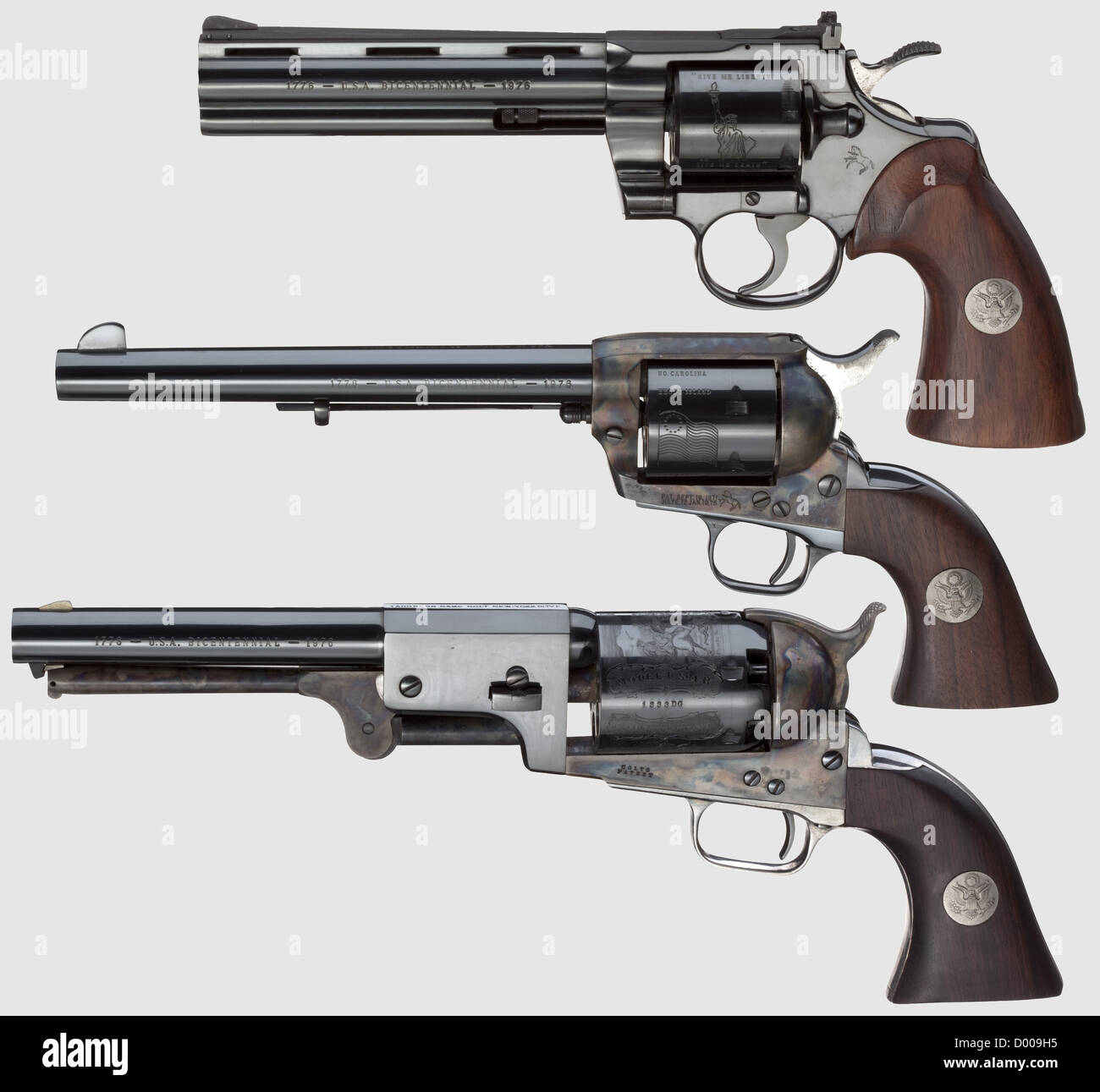 COLT 1776 - U.S.A. BICENTENNIAL - 1976,set of three,in a chest of three drawers,consists of ...