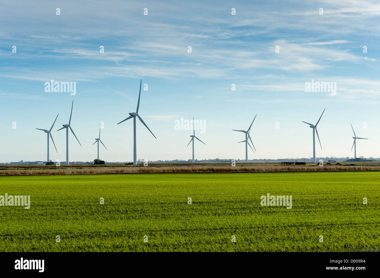 Wind turbines on a wind farm at Warboys Cambridgeshire UK Stock Photo ...