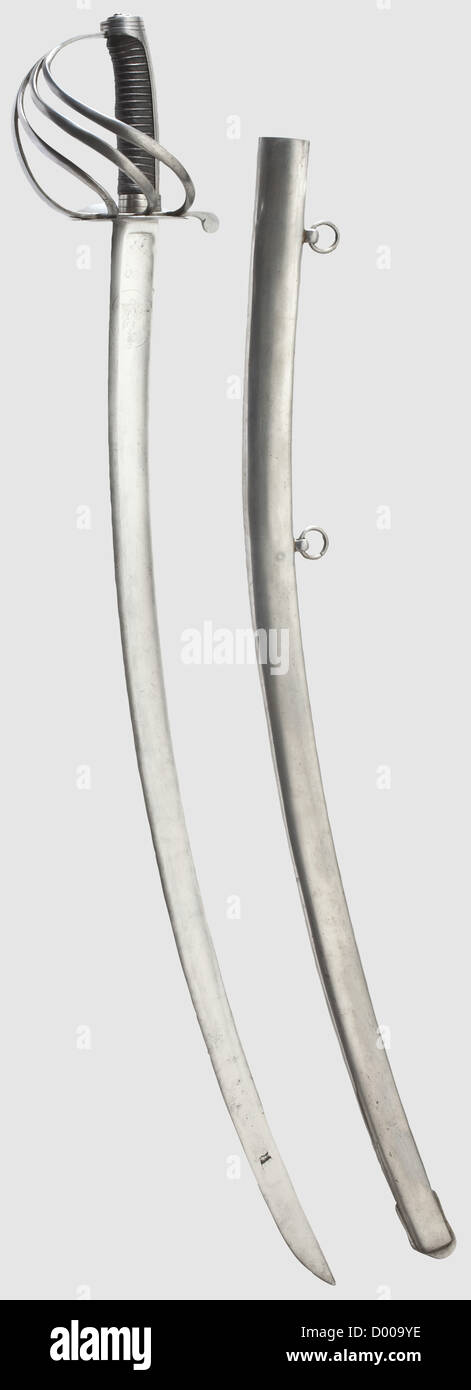 An officer's sabre,dated "1790",Iron hilt,with a knuckle-bow,three side ...