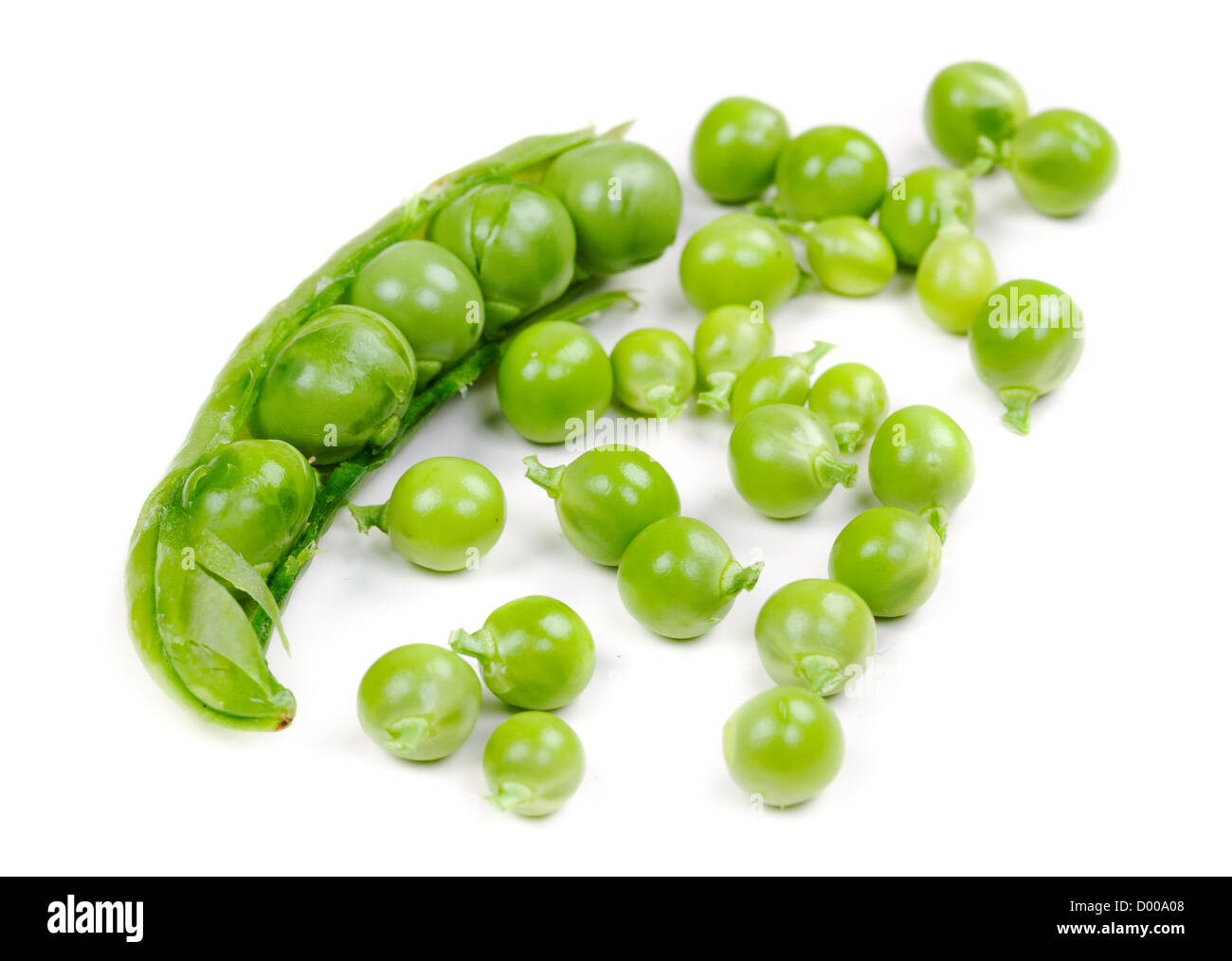 Green peas pods over a white background Stock Photo - Alamy