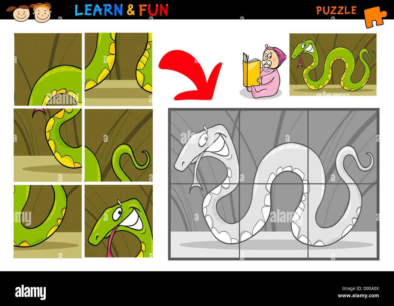 Cartoon Illustration of Education Puzzle Game for Preschool Children ...