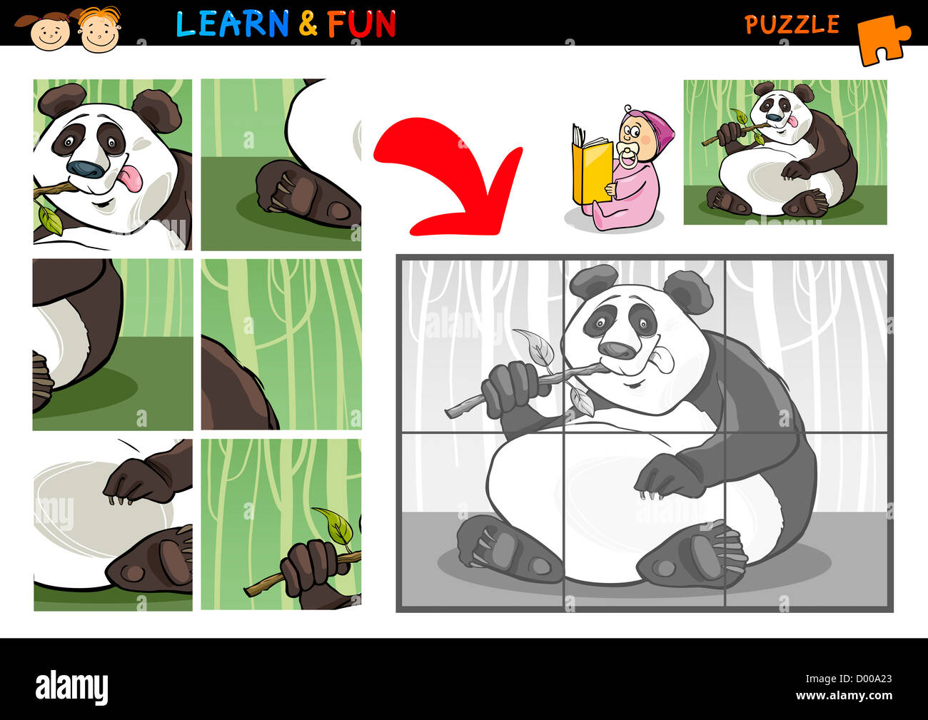 Cartoon Illustration of Education Puzzle Game for Preschool Children ...