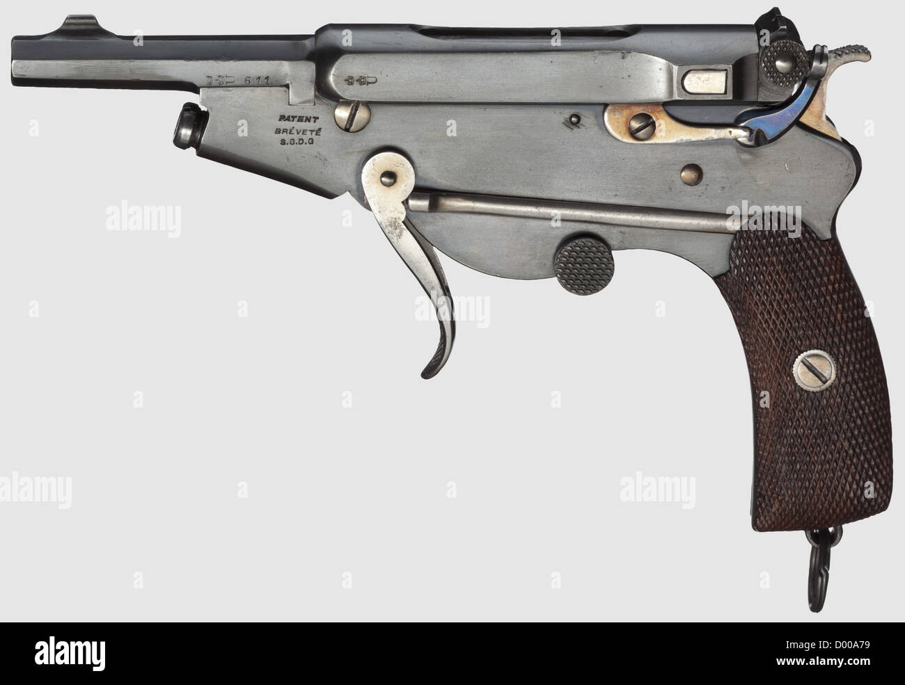 A Bergmann model 1896 No.2 with folding trigger,cal.5 mm Bergmann,no.89 ...