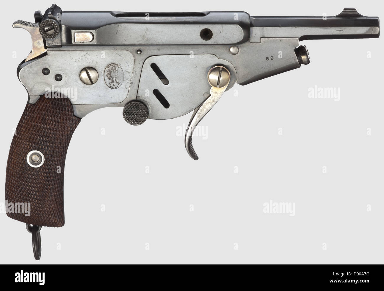 A Bergmann model 1896 No.2 with folding trigger,cal.5 mm Bergmann,no.89 ...