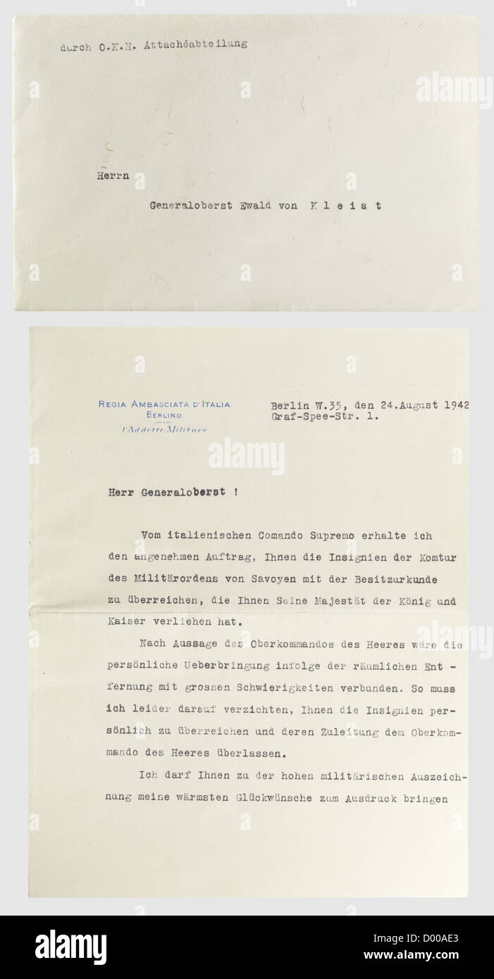 Generalfeldmarschall Ewald von Kleist - Appointment to Generaloberst ...