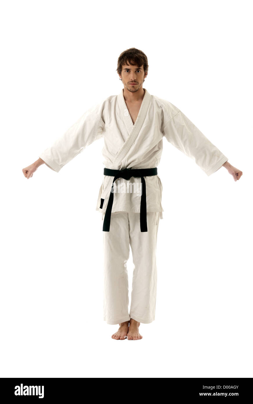 Karate male fighter young isolated on white background Stock Photo - Alamy