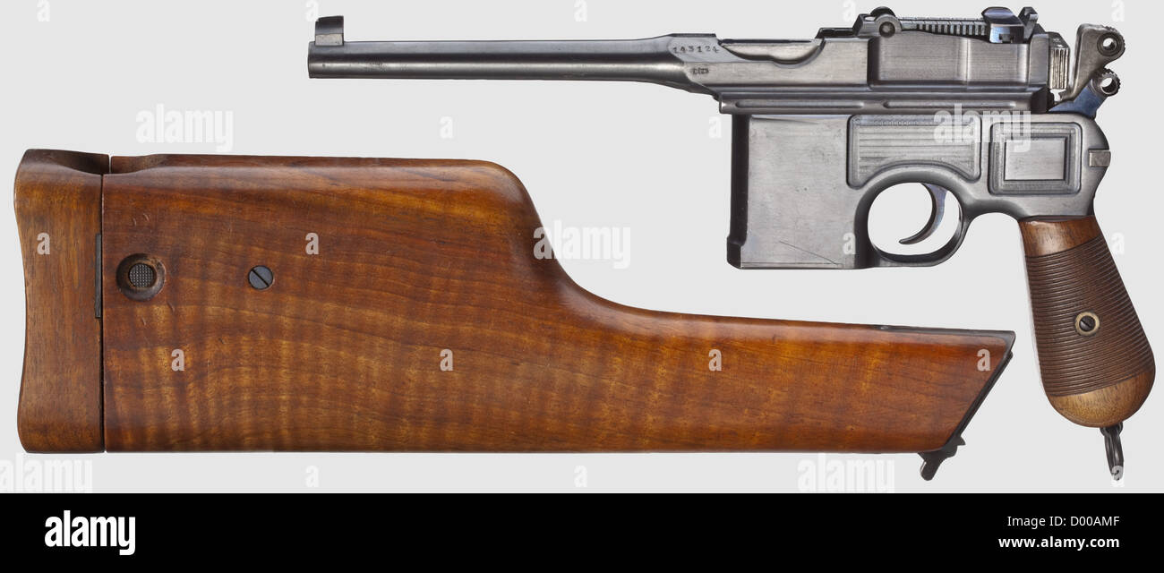 A Mauser C 96 in cal.9 mm Export,with detachable stock,circa 1912,cal.9 ...