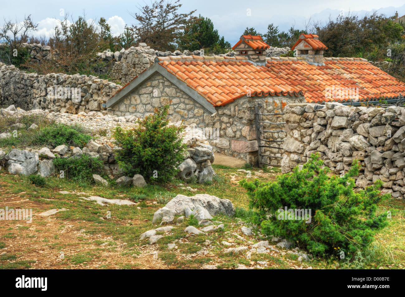 Stone house, Rudine, Krk island, Croatia Stock Photo - Alamy