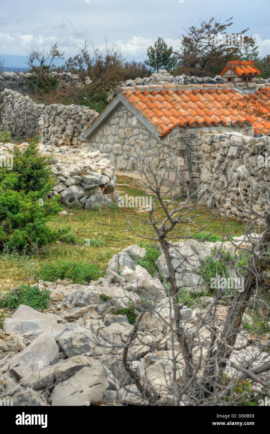 Stone house, Rudine, Krk island, Croatia Stock Photo - Alamy