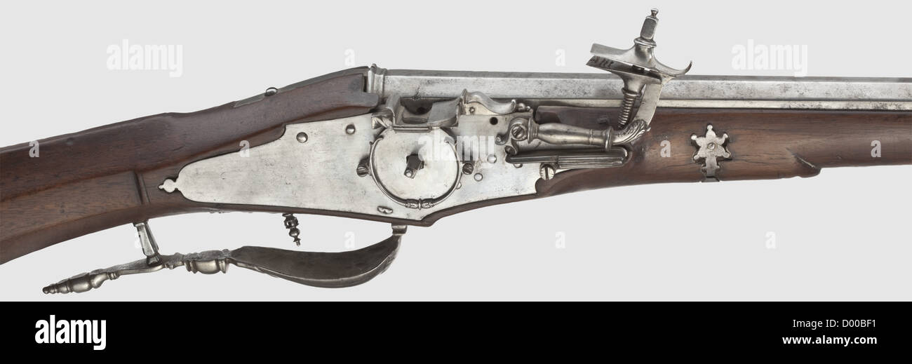 An Italian wheellock rifle,Brescia,mid 17th century. Slender,octagonal ...