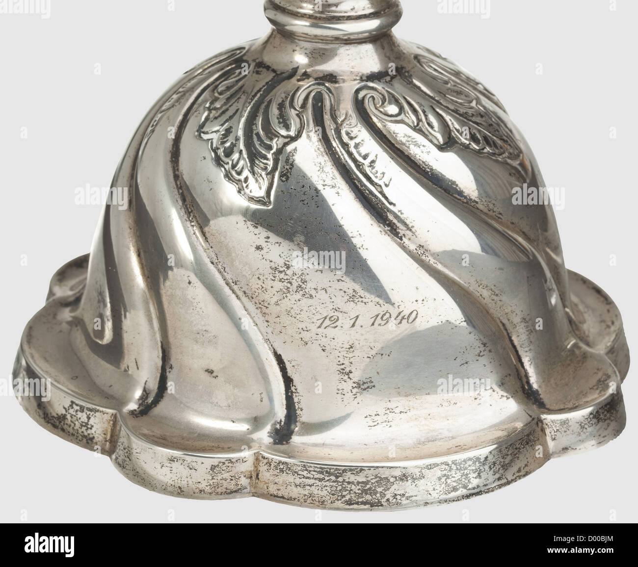 Hermann Göring - a silver candlestick in baroque style,Flaring bell ...